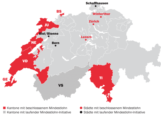 Gesetzliche Mindestlöhne in der Schweiz